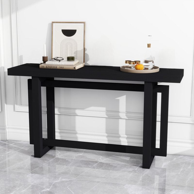 Ebern Designs Brazos Modern Console Table Sofa Table with Concrete Top, 59'' Long Accent ...